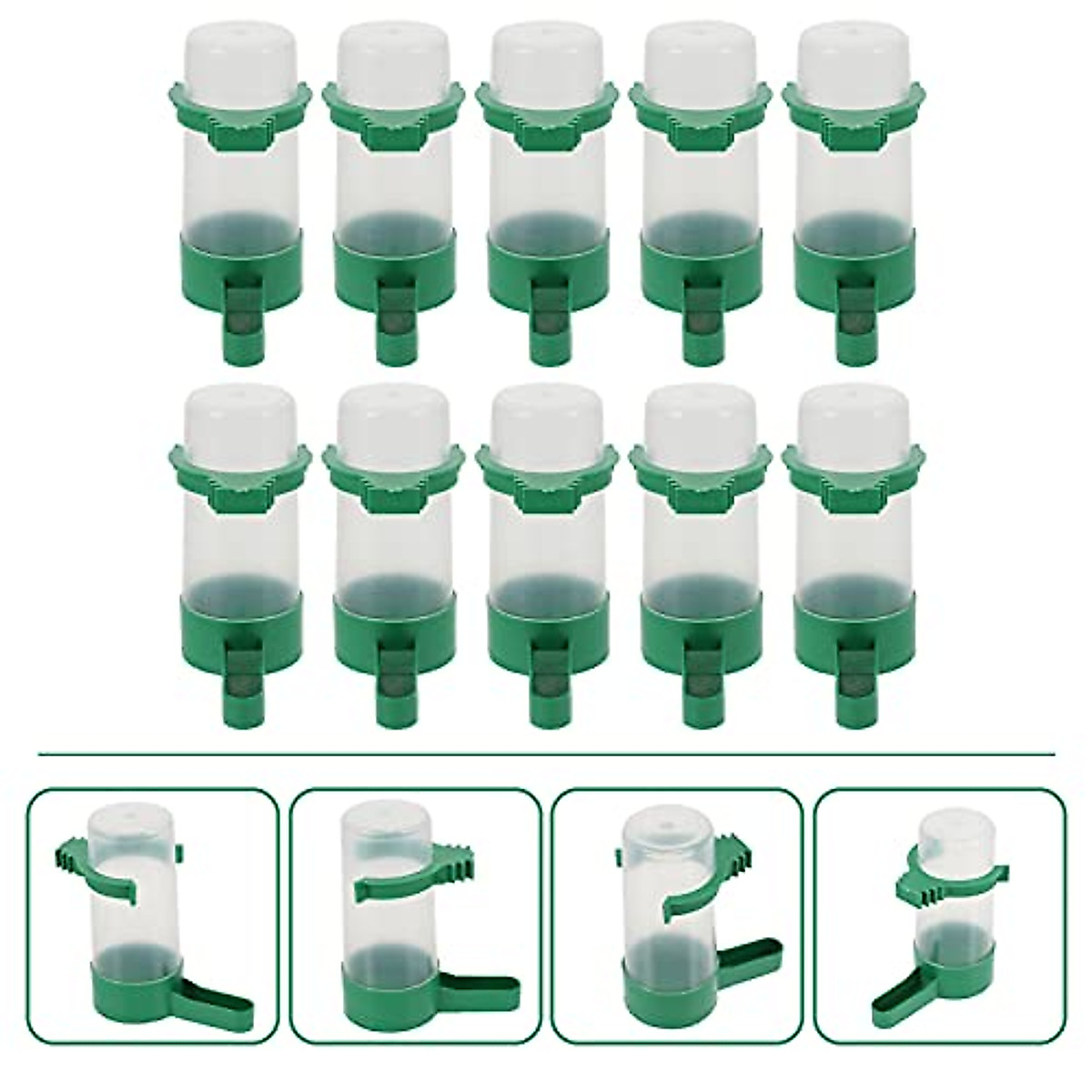 Alipis Bird Waterer Birds Water Dispenser Hanging Birds Cage Cup Automatic Bird Water Feeder Parakeet Food Bowl for Parrot Canaries Finches Budgie, 10pcs Bird Water Feeder