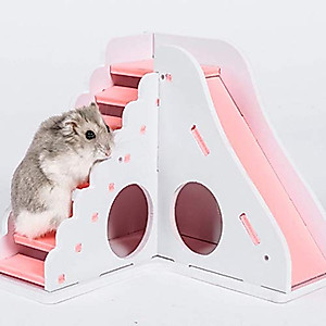 Ipetboom Wooden Hamster House with Stair Ladder Slides Small Animals Hideout Funny Climbing Exercise Toy Guinea Pig Cage Accessories for Chinchillas Rabbits Ferrets