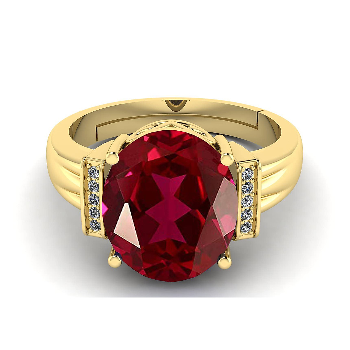 LMDPRAJAPATIS 7.25 Carat Red Ruby Birthstone Gold Plated Adjustable Ring For Men And Women