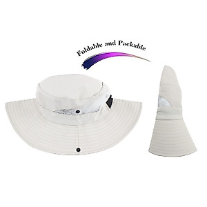 Women Ponytail Summer Sun Hat Wide Brim UV Hats Floppy Bucket Cap for Safari Beach Fishing Gardening Pure Beige