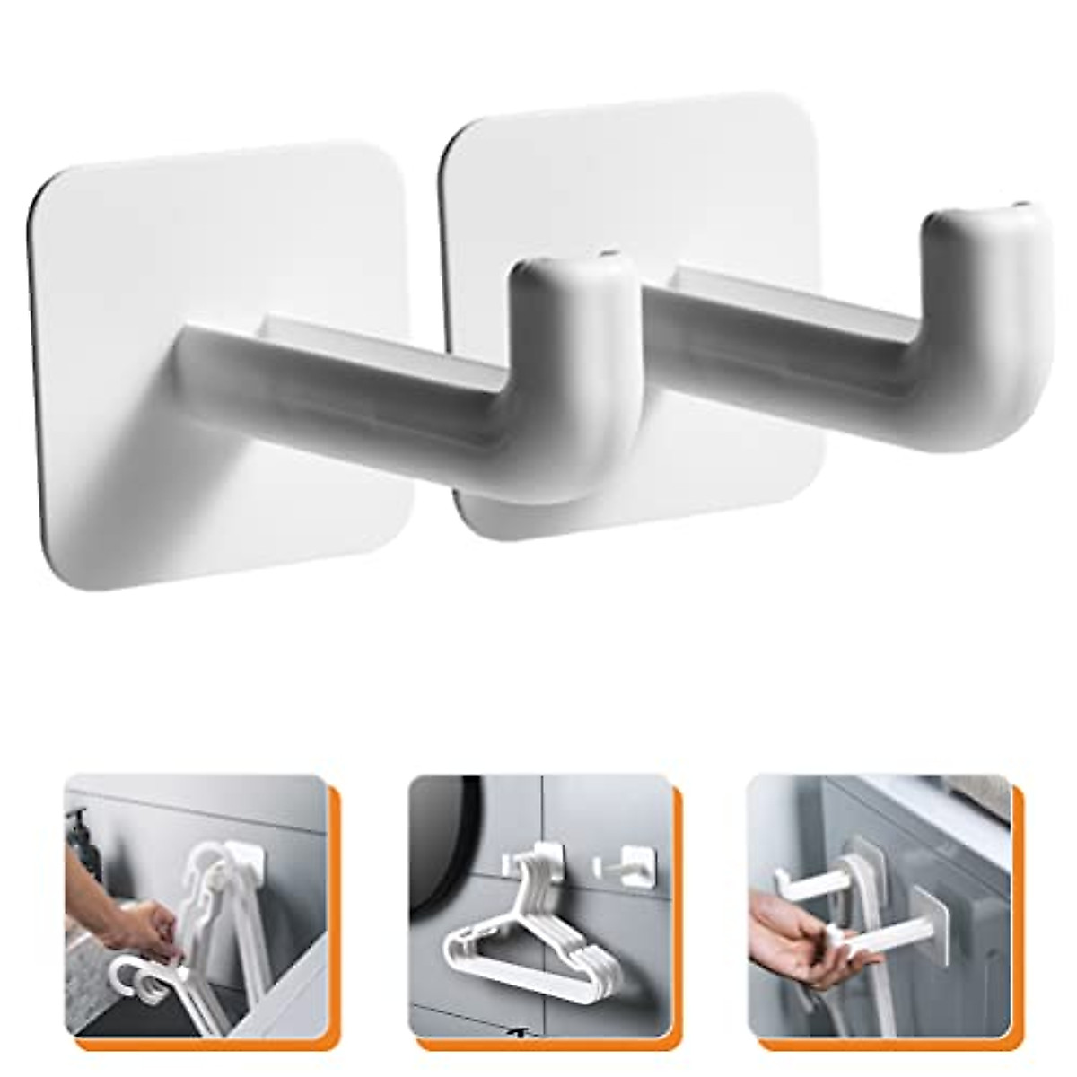 DOITOOL Laundry Organizer 2pcs Clothes Hanger Hooks Coat and Hat Hook Wall Hooks Single Wall Mount Hanger Closet Organizers for Clothes Hats Towel Purse Key Robes Bathroom Kitchen Hangers