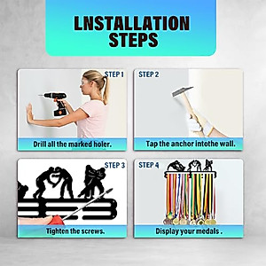 PH PandaHall Brazilian Jiu-Jitsu Medal Holder Medal Hanger Award Ribbon Hanger Tiered Medal Hanger Sport Award Ribbon Cheer Rack Wall Mount Metal Frame for Over 50 Medals 15.75 Inch/40cm