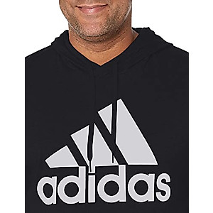 adidas Men's Essentials Logo Hoodie, Black/White, Medium