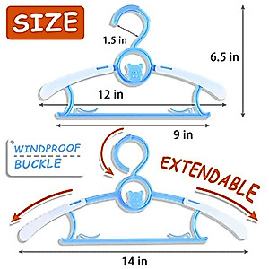 40 Pack Baby Hangers for Closet Plastic Kids Hangers Clothes Space Saving Hangers Non Slip Extendable Baby Hangers for Nursery Toddler Heavy Duty Clothing Hangers Bulk, Mixed Color