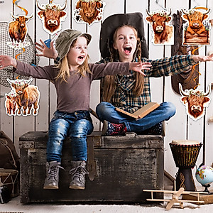 Libima 24 Pieces Highland Cow Party Decorations Cow Hanging Swirl Ceiling Cow Party Supplies Spirals and Swirls for Highland Cow Cattle Birthday Decorations Farm Animal Party Decorations Supplies