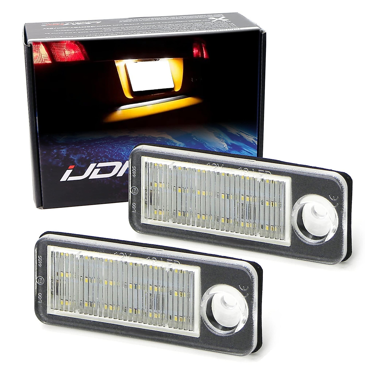 iJDMTOY OEM-Fit 3W Full LED License Plate Light Kit Compatible With Audi 1998-2005 A6 S6 RS6 Avant Wagon ONLY, Powered by 18-SMD Xenon White LED & Can-bus Error Free