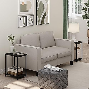 Furinno Simplistic Metal Frame End Table, 2-Pack, Espresso