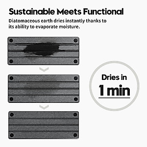 Razborci Instant Dry Sink Caddy Kitchen Sink Organizer, Quick Drying Stone Sink Tray Sponge Holder Soap Dish, Bathroom Countertop Fast Dry Water Absorbing Rack,Vanity Dispenser Toothbrush Bottle, Gray