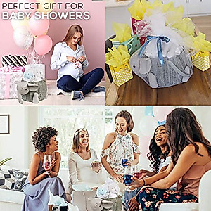 Baby Shower Gifts - New Baby Newborn Essential Gift Basket, Beautiful Elephant Theme Gift Wrapped for a boy or Girl, All in One Registry Essential Stuff for Boys or Girls, Includes Card Perfect Set