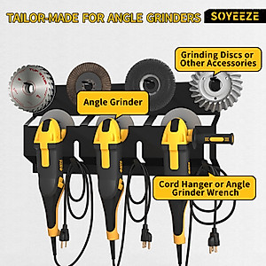SOYEEZE Angle Grinder Holder, Angle Grinder Tool Stand for Milwaukee/Dewalt 1 Pack, Tool Storage Rack, Wall mount Bracket for Cutters Polishers, Garage and Workspace