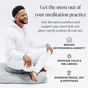 Mindful & Modern Meditation Cushion and Zabuton Meditation Mat Bundle - 100% Cotton Meditation Cushion Set for Yoga - Buckwheat Zafu Floor Pillow and Rectangular Mat - Slate Grey Color