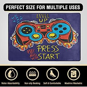 Gamer Joystick Area Rug 4x6 Cool Gamepad Non Slip Large Rugs for Living Room Bedroom Absorbent Washable Carpet with Rubber Backing Indoor Outdoor for Dorm Backyard Patio