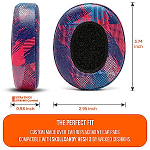 WC Wicked Cushions Extra Thick Earpads for Skullcandy Crusher/Evo/Hesh 3 Headphones & More | Improved Durability & Thickness for Improved Comfort and Noise Isolation | Purple Speed Racer