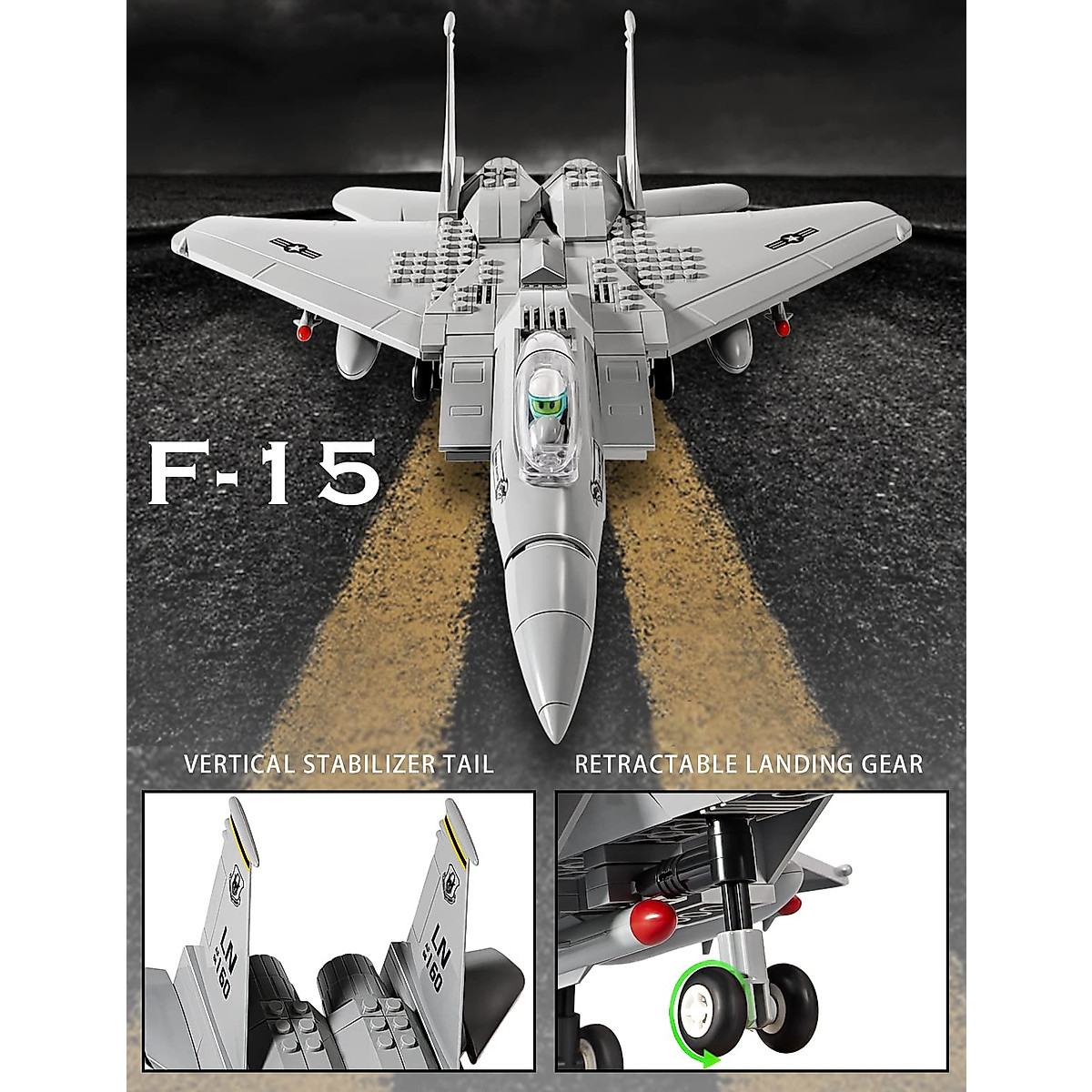 SEMKY Military F-15 Eagle Fighter Jet Air Force Building Block Set (262 Pieces) Toys Gifts for Military Fans and Kid