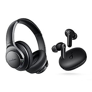 Soundcore by Anker Life P2 Mini True Wireless Earbuds, 10mm Drivers with Big Bass, Custom EQ, Bluetooth 5.2, 32H Playtime, with Life Q20 Active Noise Cancelling Headphones, Hi-Res Sound 40H Playtime