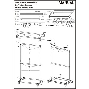 Broom Holder Organizer Movable Closet Storage Cabinet Mop Rack Floor Standing Cleaning Tool Cart For Garden Garage Schools Hotels Hospitals Factories Property Companies Restaurant (10 Racks)