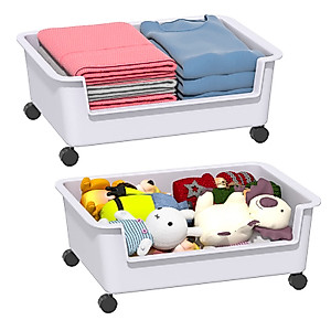 caktraie 2 Pack Under Bed Storage, Under Bed Toy Storage with Wheels, Multi-Purpose Under Bed Storage Carts for Bedroom, No Assembly Required Bedroom Storage Organizer for Toys, 15.5" L x 11.2" W