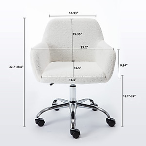 Henf White Vanity Chair Desk Chair Small Home Office Makeup Adjustable Swivel Chair Cute Chair Shell Shaped with Metal Legs for Bedroom Makeup Living Room