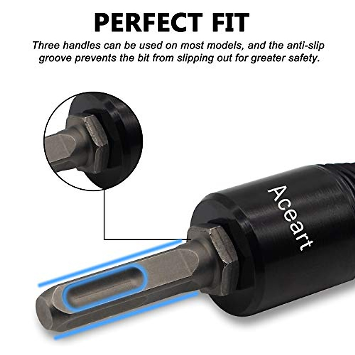 Aceart Firewood Log Drill Bit, 5Pcs Removable Wood Splitter Screw with Round + Hex + Square Shank, 32MM Heavy Duty Drill Screw Cone Driver for Hand Drill Stick