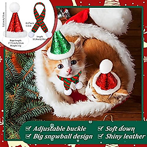 12 Pcs Small Animal Christmas Costume Pet Santa Hat with Scarf Bowties Ferret Christmas Hat Guinea Pig Costume for Hamster Guinea Pig Chinchilla Hedgehog Kitten Small Pet Xmas Party Supplies