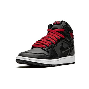 Nike Air Jordan 1 I High OG Black Satin GS Grade School Youth 575441-060 US Size 4Y, 4 Big Kid