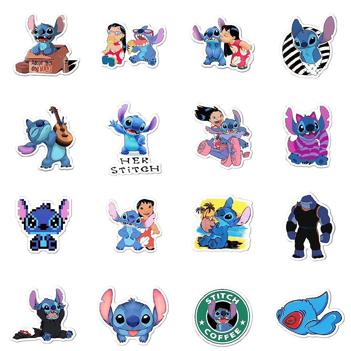 Stitch Caroon Stickers(100pcs) Waterproof Vinyl for Waterbottle Laptop Luggage Car Motorcycle Bicycle Fridge DIY Styling Vinyl Home
