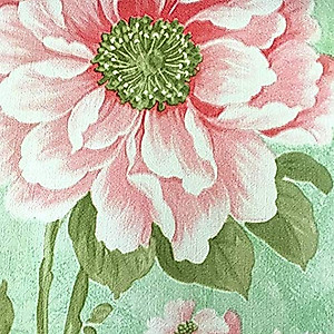 HOYOYO Self-Adhesive Shelf Liners Paper, Removable Self Adhesive Shelf Liner Dresser Drawer Wall Stickers Home Decoration, Green Peony Floral 17.8 x 118 Inches