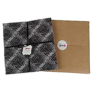 Soimoi Chihuahua & Dot Print Precut 5-inch Cotton Fabric Quilting Squares Charm Pack DIY Patchwork Sewing Craft- Black