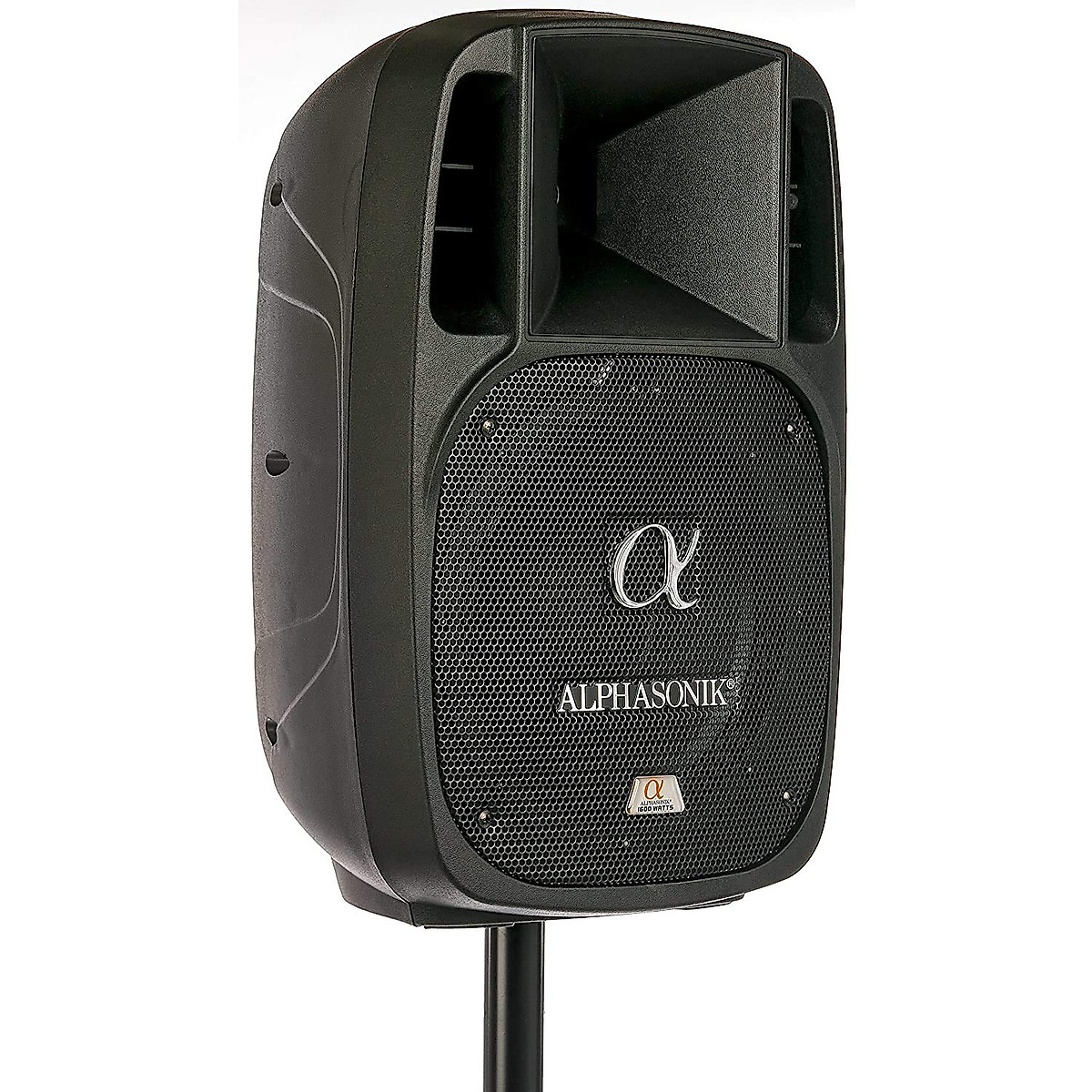 Alphasonik 10" Powered 1600W PRO DJ Amplified Loud Speaker Bluetooth USB SD Card AUX MP3 FM Radio PA System LED Ring Karaoke Mic Main Monitor, Band Church, Party, Guitar Amp, Home, BBQ w/Tripod Stand