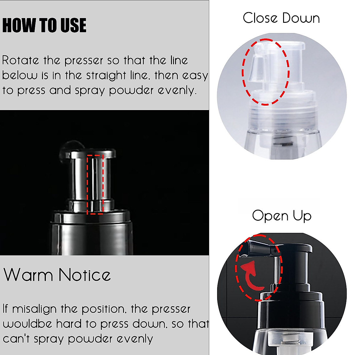 CCbeauty Powder Spray Bottle, Barber Spray Bottle for Hair, Empty Portable Travel Cosmetics Container, Hair Fiber Applicator, Refillable Body Shampoo Powder Bottles Barber Accessories, 6oz/180ml