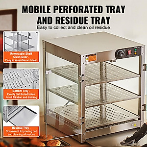 VEVOR 3-Tier Commercial Food Warmer Display, 800W Food Display Warmer with Light to Enhance Food Display, 86℉~185℉ Temperature Control, 90L Large Capacity for Hamburger, Pizza, Bread, Fried Chicken