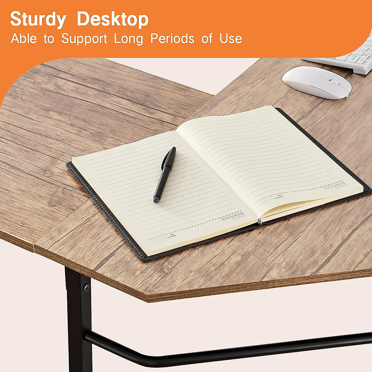 VECELO L-Shaped Corner Computer Desks with CPU Stand Study Writing Table Workstation Gaming Computer Desk for Home Office,Oak