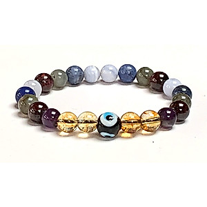 Crystals For Anxiety Stretch Bracelet | Universal Birthstone | Throat & Third Eye Chakra
