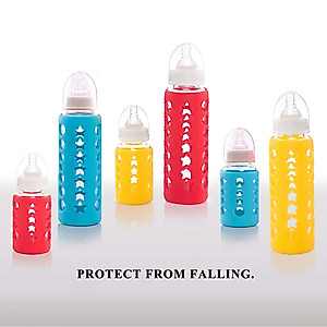 Glass Baby Feeding Bottle Cover, RTDEP Anti-Slip Baby Bottle Sleeve Silicone Covers Protect Insulating