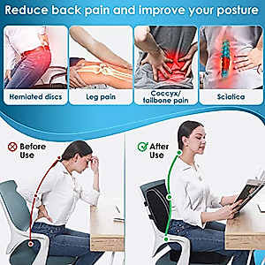 SUPA MODERN Seat Cushion for Office Chair, Gaming Chair Memory Foam Seat Cushion and Lumbar Support Pillow, 3D Breathable Mesh Lumbar Support for Wheelchair Home, Car Back Pillows (Ultra Soft VETVET)