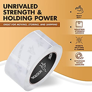 Packstrong Industrial Grade Clear Packing Tape (6 Rolls) - 110 Yards per Roll - 3" Wide x 2.0 mil Thick, Acrylic Adhesive Heavy Duty Tape for Box Office Moving Packaging Shipping