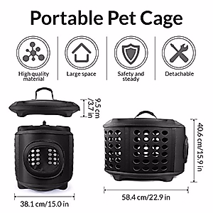 FRiEQ 23-Inch Large Hard Cover Pet Carrier - Pet Travel Kennel for Cats, Small Dogs & Rabbits