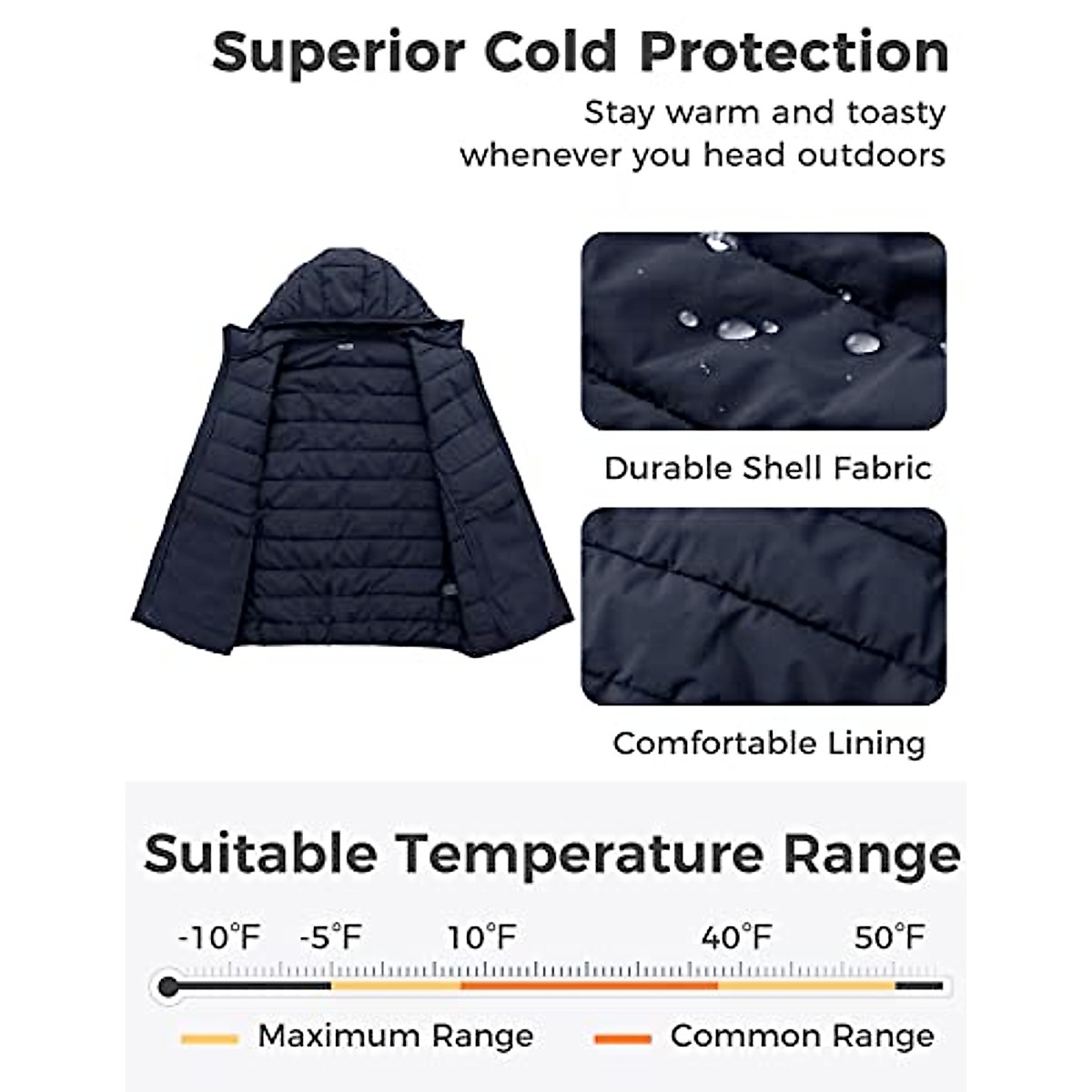 Wantdo Men's Big and Tall Puffer Jacket Long-Sleeve Lightweight Down Jacket Warm Winter Coat Navy 3X-Large Big