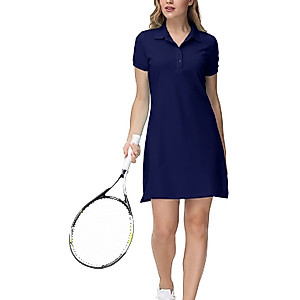 MoFiz Ladies Tennis Dress Dry Fit for Summer Moisture Wicking One Piece Activewear Navy L