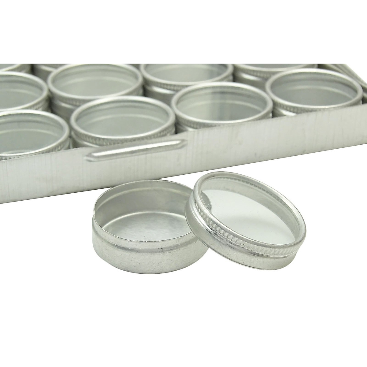 Darling Souvenir 20-Pieces Clear Top Round Aluminum Storage Container Set 1.2" Diameter Mini DIY Favour Boxes