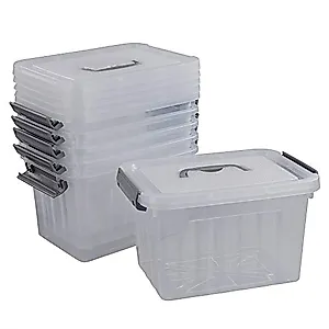 Cand 6 Quart Storage Bin with Lid, Plastic Box for Organizing, 6 Packs