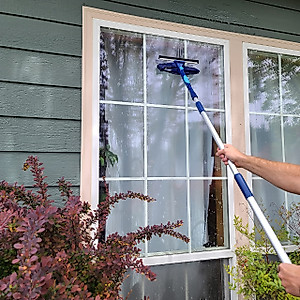 Bring It On Cleaner 20 Foot Reach Extension Pole Plus Squeegee & Window Washer Telescopic Pole for Window Cleaning Extension Pole for Cleaning Windows