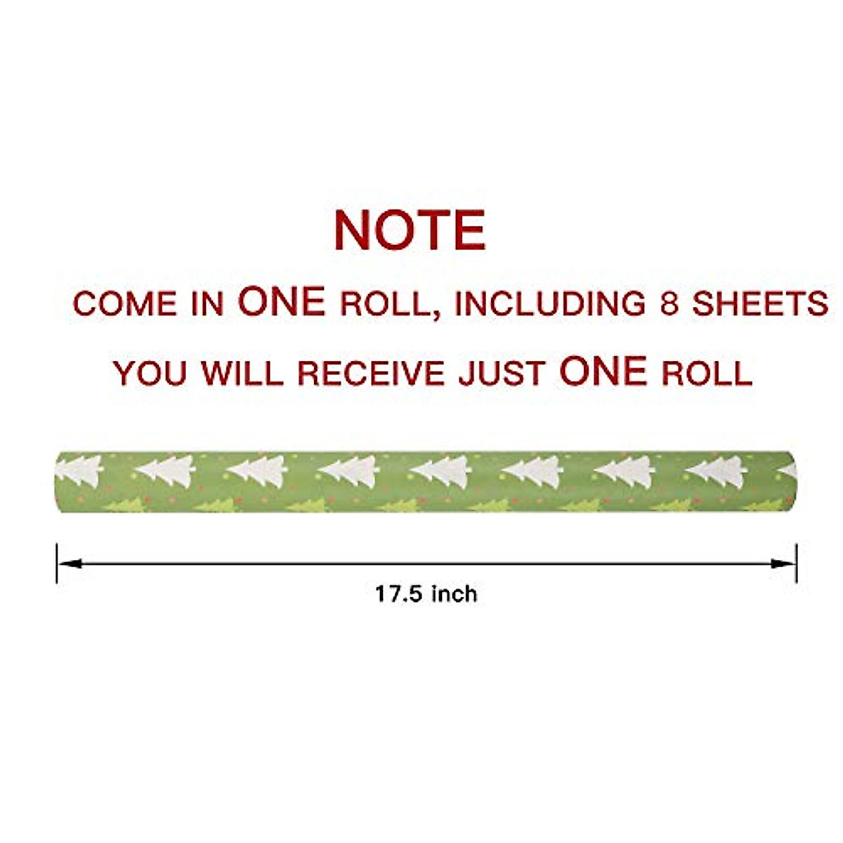 WRAPAHOLIC Wrapping Paper Sheet - Christmas Kraft Wrapping Paper - 1 Roll Contains 8 Sheets - 17.5 inch X 30 inch Per Sheet