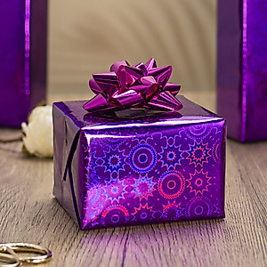 Burymento Purple Wrapping Paper Roll-17 IN×32.8 FT 1 Roll Metallic Holographic Gift Wrap for Christmas,Birthday,Wedding,Bride shower,Valentine's Day Foil Style - 46.5 sq.ft.