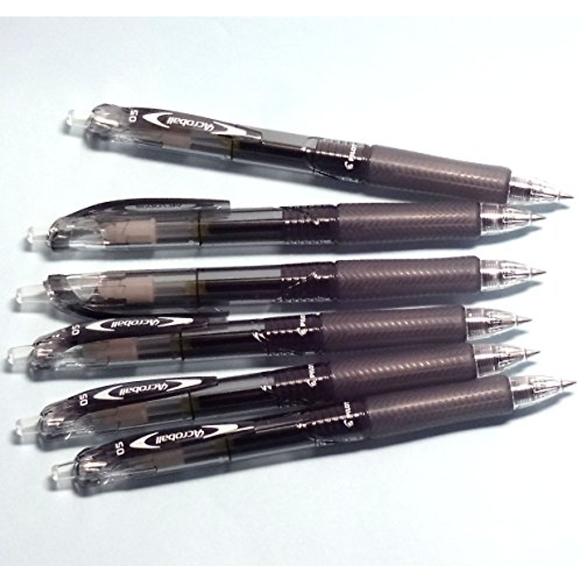 Pilot Acroball Knock Ballpoint Pen, 0.5mm Extra Fine, Black(BAB-15EF-BB), 6 pens per Pack (Japan Import) [Komainu-Dou Original Package]