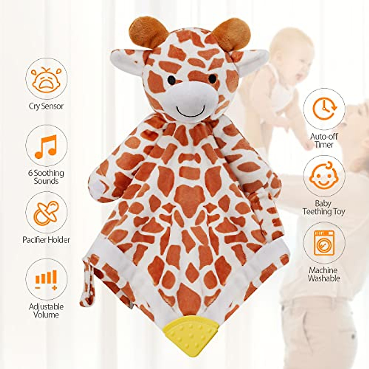BEREST Baby Sound Sleep Soother Giraffe- White Noise and Lullaby Infant Sleeping Aid with Cry Sensor at Nap Time Routine,Awesome Baby Gift Portable Plush Toddler Snuggle Toy