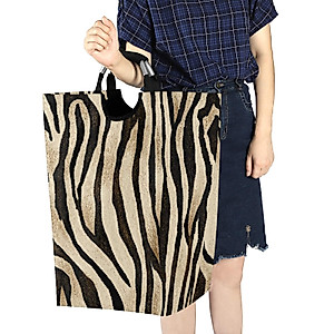ALAZA Large Laundry Basket Vintage Zebra Print Animal Laundry Bag Hamper Collapsible Oxford Cloth Stylish Home Storage Bin with Handles, 22.7 Inch