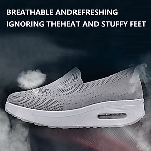 Women's Orthopedic Sneakers - 2023 New Air Cushion Slip on Walking Shoes with Arch Support, Non-Slip Orthopedic Stretch Casual Walking Shoes Sandals, Women's Breathable Mesh Platform Sneakers (Pink, adult, women, numeric_7, numeric, us_footwear_size_syste