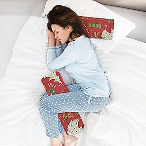 JUNZAN Christmas Tree Ornament Round Bolster Pillow Neck Roll Pillow Insert Round Pillow Chair Cushion for Roll Pillow for Neck Support Cylinder Body Pillow Cover