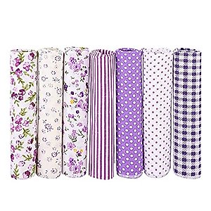7pcs Different Pattern Patchwork Fabric 100% Cotton Batiks Sewing Scrapbooking Quilting Artcraft for Sewing Craft Cloth DIY Wallet Cushion Cover(5050cm)